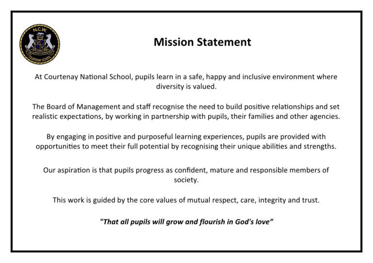 Our Mission Statement - Courtenay School